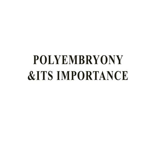 Polyembryony Pdf