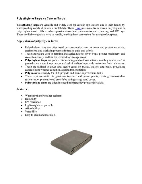 Tarpaulin Its Types Uses And Benefits.pdf | Home & Garden