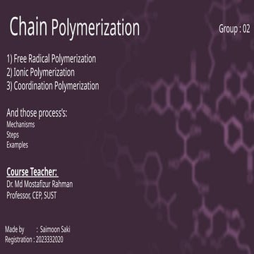 Mechanism of Polymerization | PDF