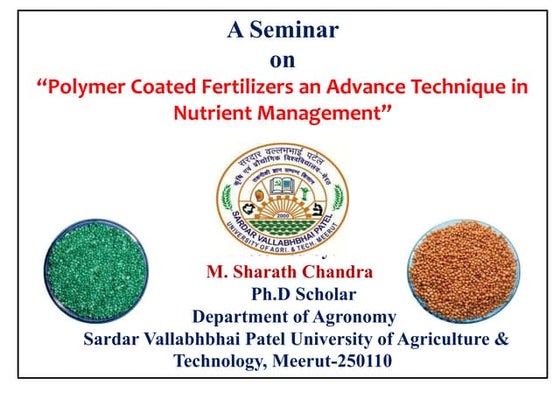 Smart fertilizers in sustainable agriculture | PPT