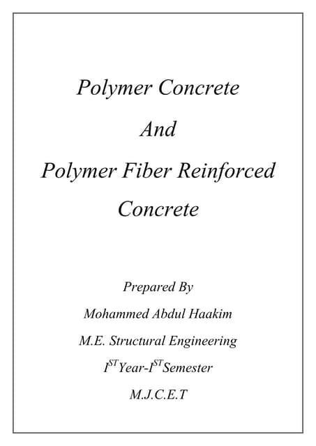 Polymer modified concrete 1 | PPT