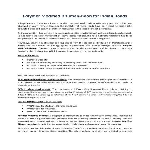 SBS polymer modification of bitumen | PPTX
