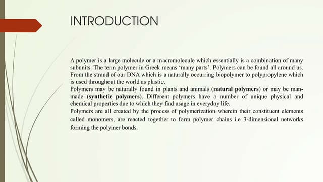 The structure and properties of polymers | PPT