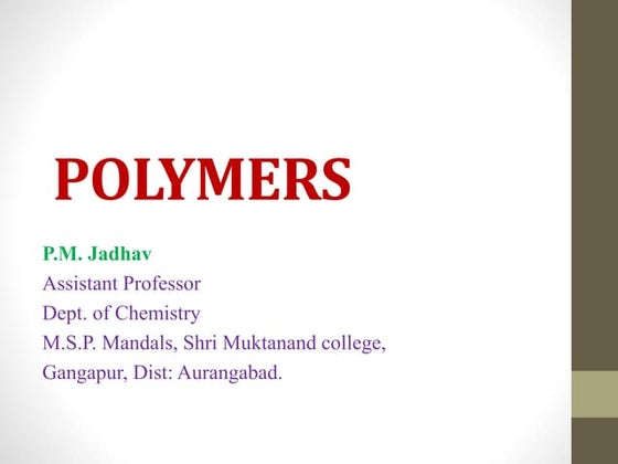 PRESENTATION ON POLYMERS | PPT