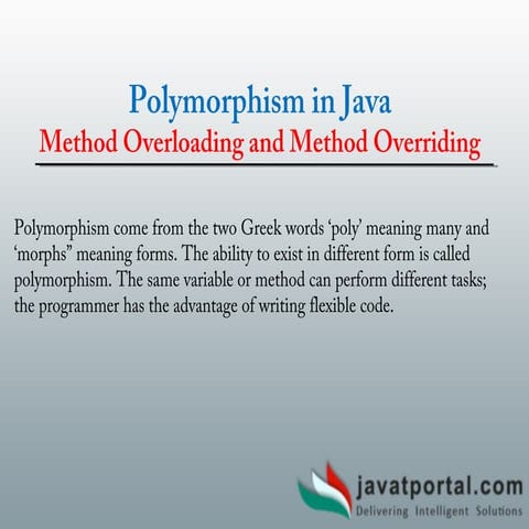 Polymorphism In Java Method Overloading And Method Overriding Ppt 