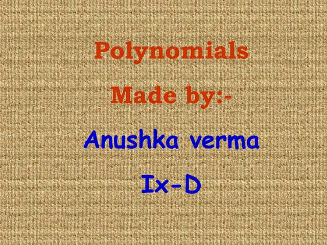 Polynomials | PPTX
