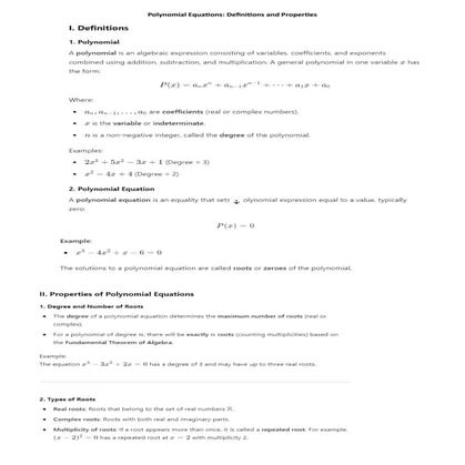 Polynomial Equations_ Definitions and Properties.pdf | Physics | Science