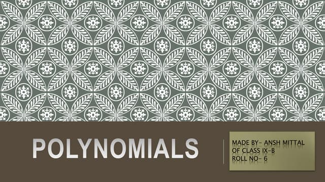 Polynomials | PPTX