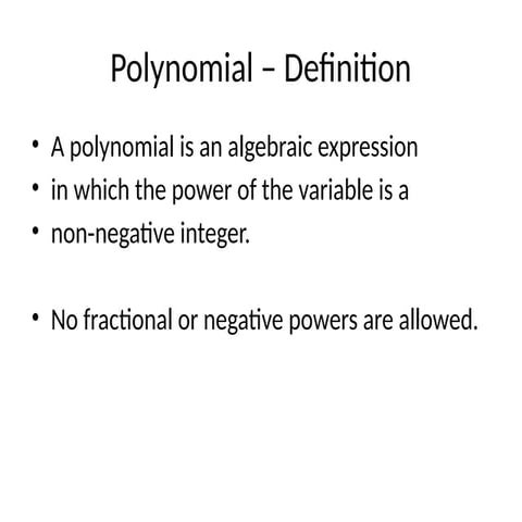 Polynomial equations for simple understanding | PPTX
