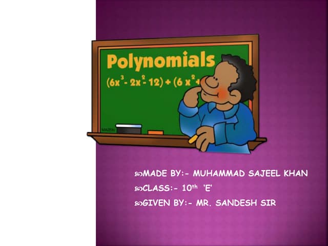 Class 10, Maths- Ch-2, Polynomials ppt./ | PPTX