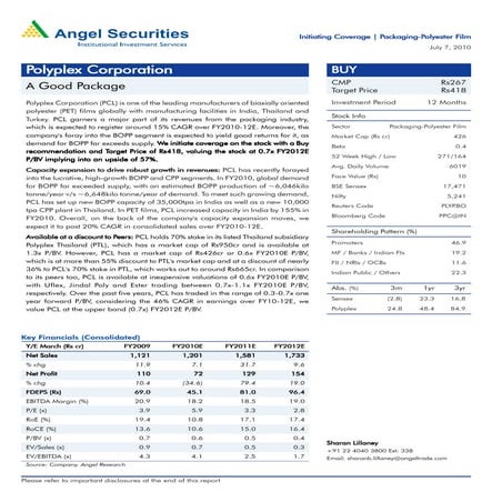 Polyplex Corporation - Initiating Coverage | PDF