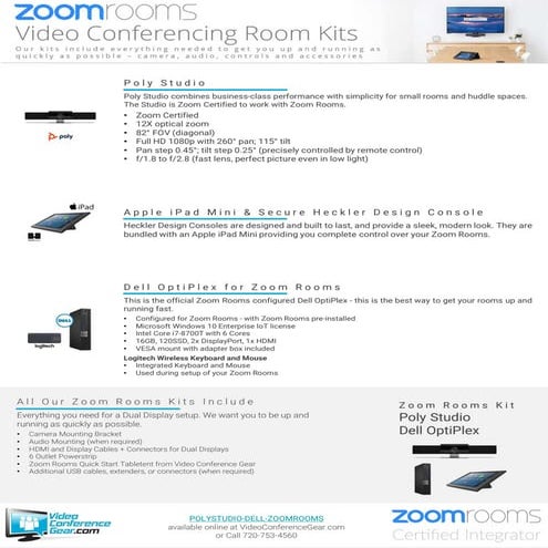 Zoom Rooms Kit from Video Conference Gear featuring the Poly Studio ...
