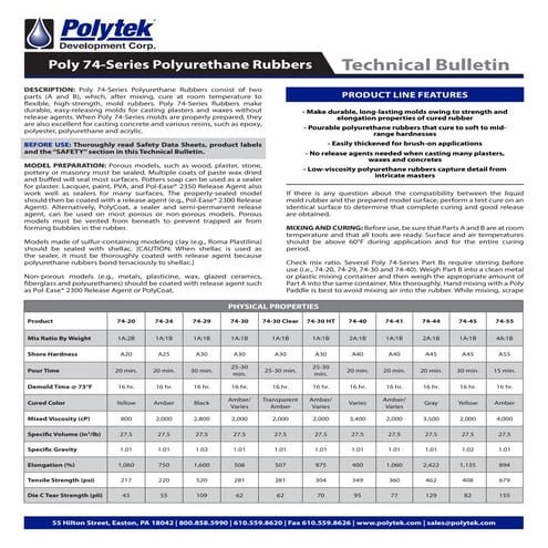 Poly 74-Series Polyurethane Rubbers | PDF