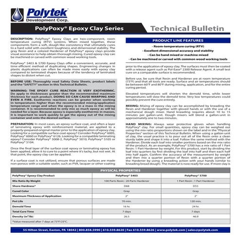 PolyPoxy® Epoxy Clay Series | PDF