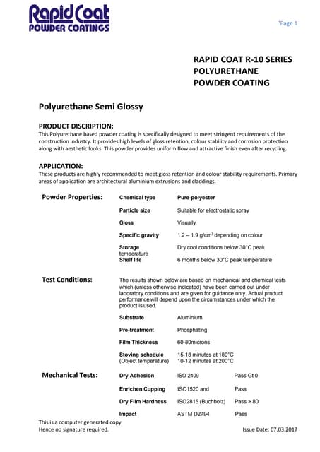 Solvent Based Coating Technical Datasheet | PDF
