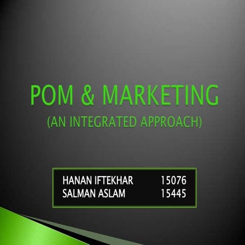 MARKETING AND PRODUCTION/OPERATIONS MANAGEMENT AN INTEGRATED APPROACH ...