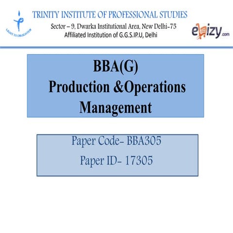 Production & Operations Management - Production System | PPTX