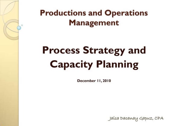 CAPACITY PLANNING | PPT