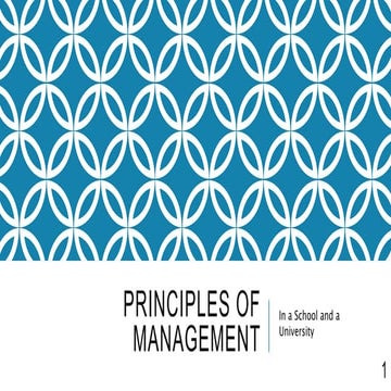 Principles of Management Applied: Management in a School and University ...