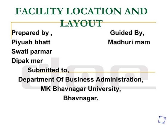 Facility location and layout | PPTX