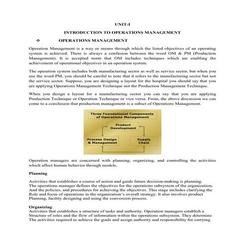 Operation study note from MBA IIM TO CHE | PDF