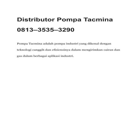 Distributor Pompa Tacmina 0813–3535–3290 | PDF