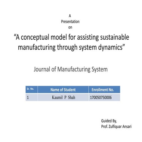 Manufacturing through system dynamic | PPTX