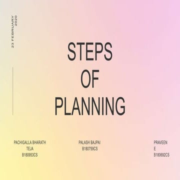 Steps of Planing | PPTX
