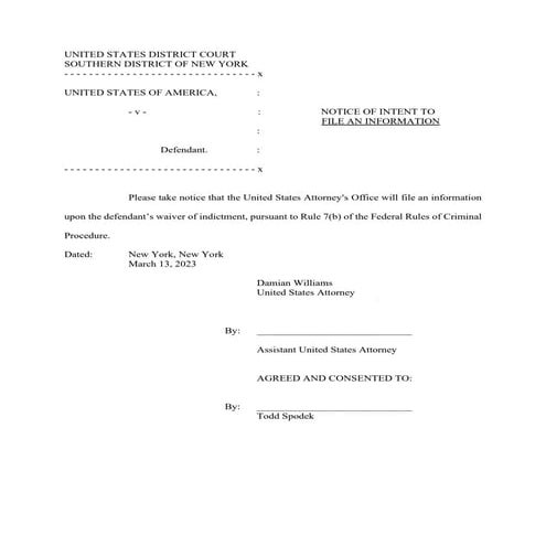 Notice of Intent to File an Information | PDF