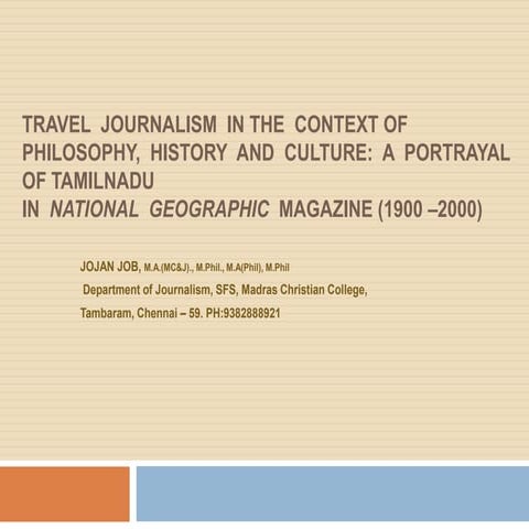 Jojan Job-Travel Journalism in the context of philosophy, history and ...