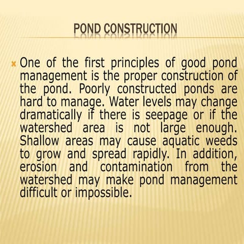 Pond Design And Construction System In An Aqua Farm. | PPTX