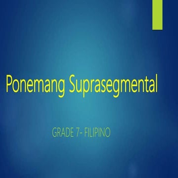 Ponemang suprasegmental | PPTX