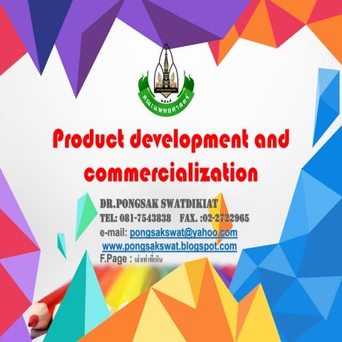 PRODUCT DEVELOPMENT AND COMMERCIALIZATION. FOR COMMUNITY HEALTH ...