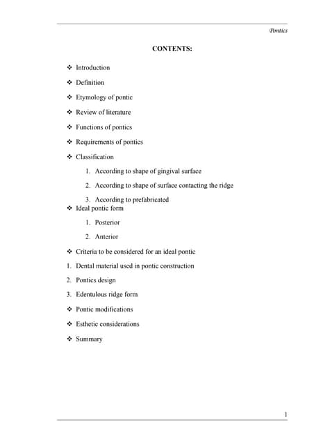 bridge and pontic design lecture | PDF