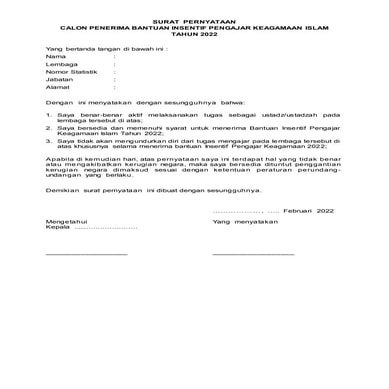 pontren.com - Contoh SuaratPernyataan_Ustadz_2022.docx