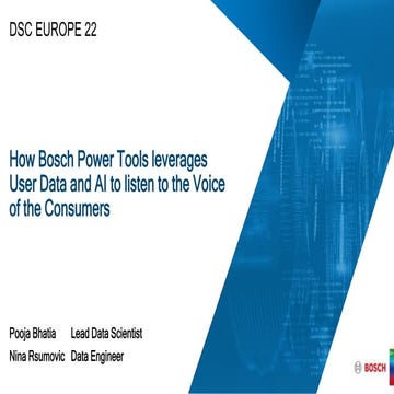 [DSC Europe 22] How Bosch Power Tools leverages User Data and AI to ...