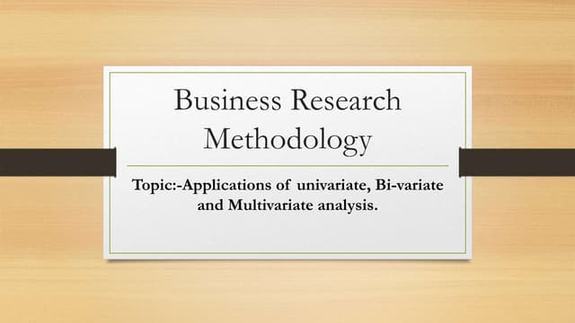 Multivariate Analysis Techniques Ppt