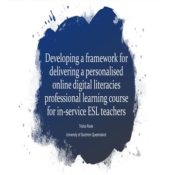 Developing a framework for delivering a personalised online digital literacies professional ...