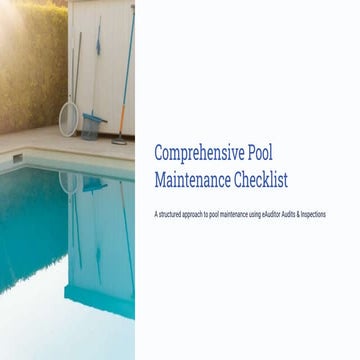 Pool Maintenance Checklist with eAuditor Audits & Inspections | PDF