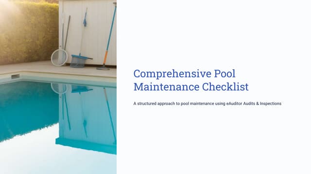 Pool Compliance Checklist with eAuditor Audits & Inspections | PDF
