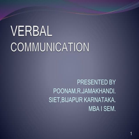 VERBAL COMMUNICATION. | PPTX