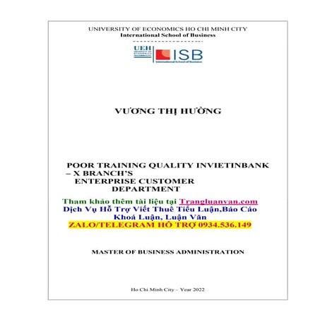 Poor Training Quality In Vietinbank X Branch’s Enterprise Customer ...