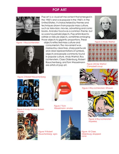 Pop Art MovementReview our reading on the Pop Art movement. Write .docx