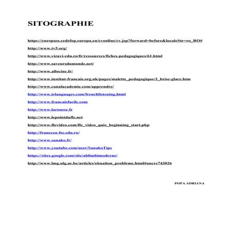 Popa sitographie | DOC | Education