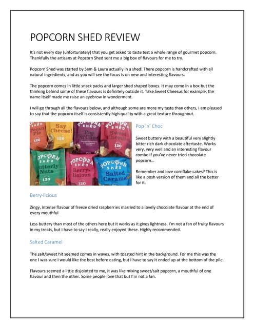 Award Winning Gourmet Popcorn Infographics | PDF