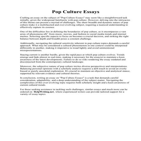 Pop Culture Essays. Pop culture argument topics. Making Your American ...