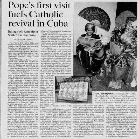 Pope's First Visit Fuels Catholic Revival in Cuba: But Age-Old Worship ...