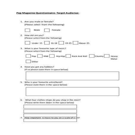 Josh robinson blank questionnaire design | DOCX