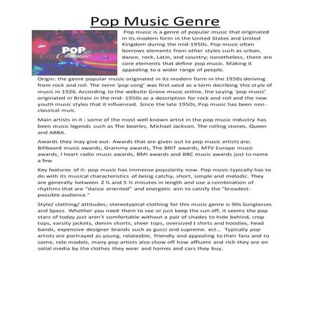 Pop music genre | PDF