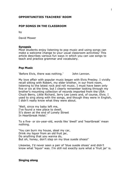 Lesson Plan for Lyric Poetry | PDF